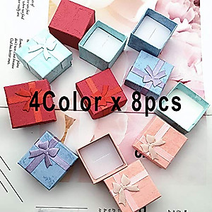 Markeny 32 Pcs Gift Box Set Ring for Ring and Earring Jewelry Anniversaries, Weddings, Birthdays, 4Color