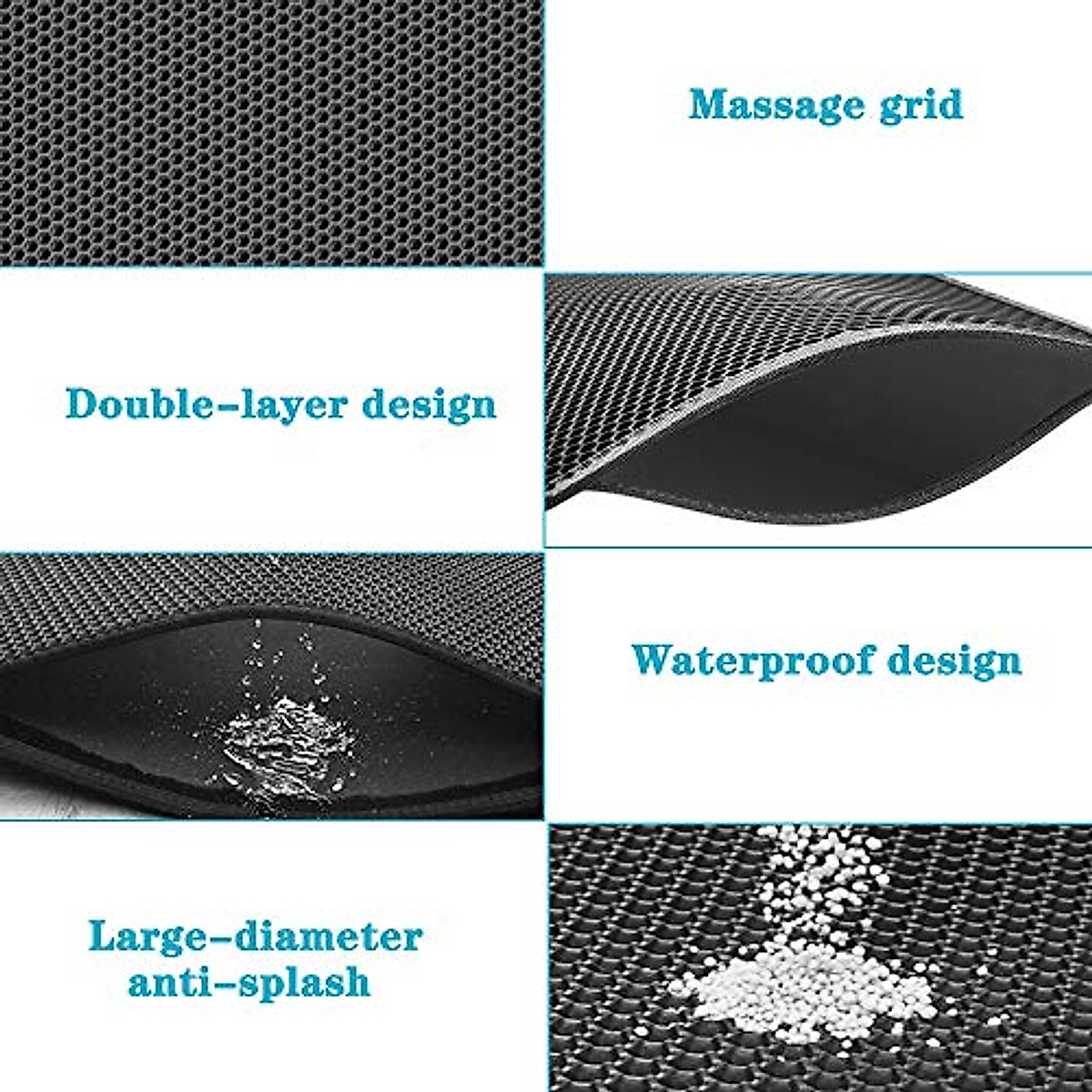 kaxionage Cat Litter Mat, Litter Box Mat,Honeycomb Double Layer Trapping Litter Mat Design,Waterproof Urine Proof Kitty Litter Mat ,Easy Clean Scatter Control (30" X 24", 1Pack Grey)