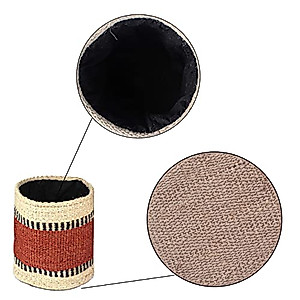 Storage Basket, Baby Nursery Hamper with Handles, Woven Basket for Blankets, Toys, Shoe, Large Jute Basket for Living Room, Kids Room (Red & Beige)