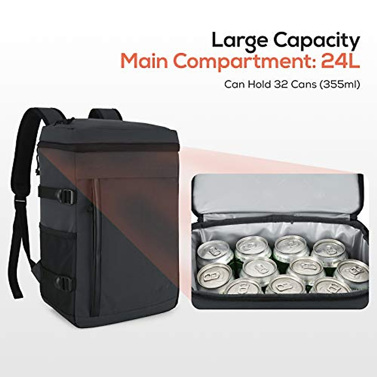 TOURIT 32 Cans Cooler Backpack Leakproof Large Capacity Insulated Backpack Cooler Bag for Men Women to Picnic, Hiking, Camping, Fishing