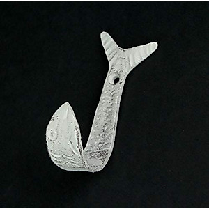 Zeckos Set of 4 Coastal Color Cast Iron Flipping Fish Decorative Wall Hooks Ocean Décor 4 Inches High