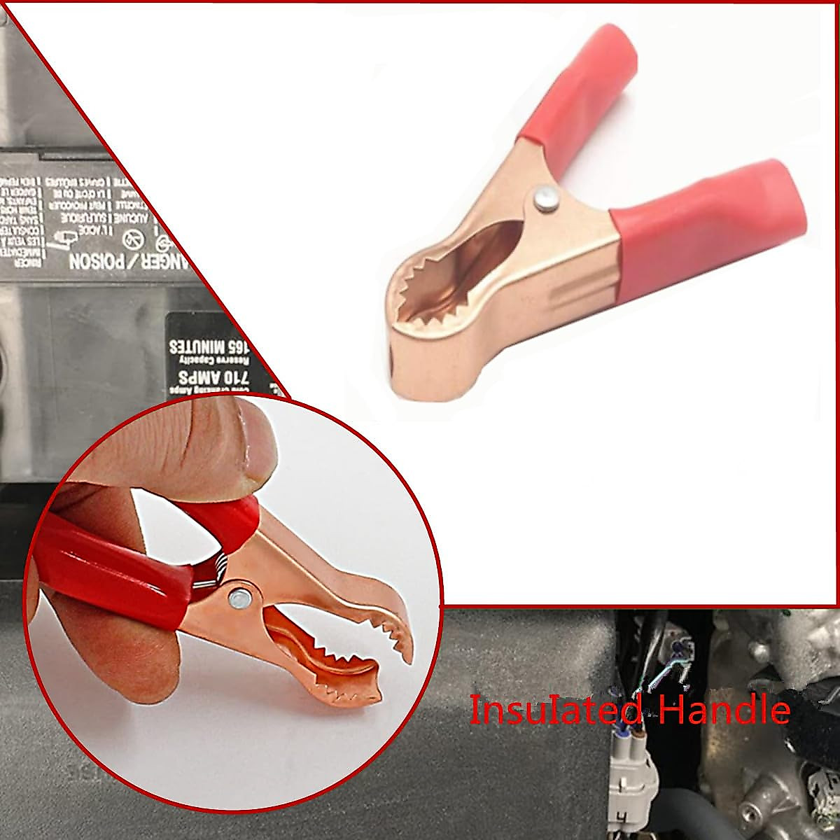 12 Pcs 80mm Car Battery Alligator Clips Clamps 50A Red Black