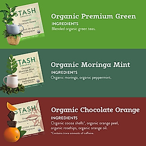 Stash Tea Organic Variety Pack Sampler Assortment - Non-GMO Project Verified Premium Tea with No Artificial Ingredients, 18 Count (Pack of 6) - 108 Bags Total