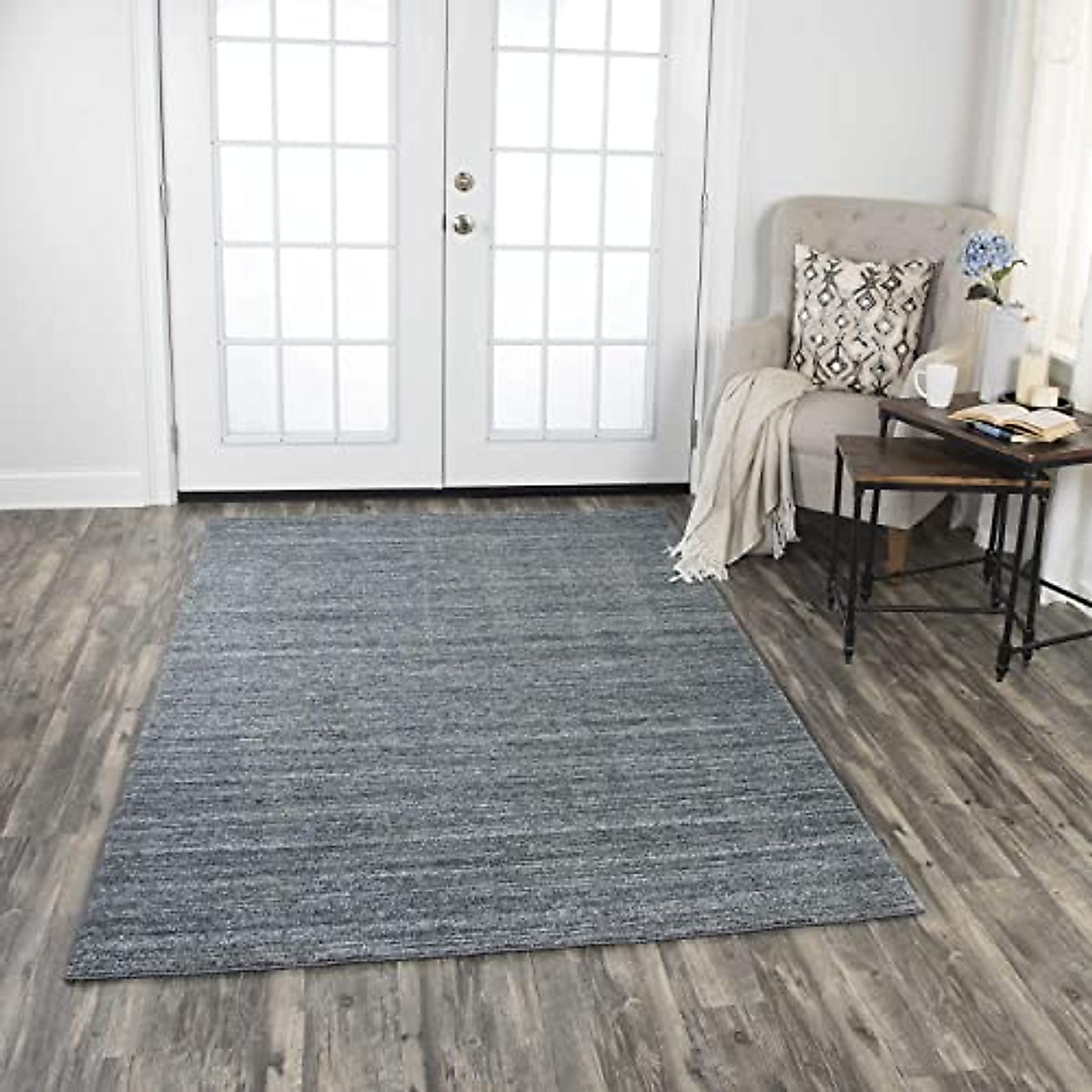 Rizzy Home | GH719A | Grand Haven Collection | Wool / Viscose Area Rug | 8' x 10' | Denim /Gray/Rust/Blue Solid