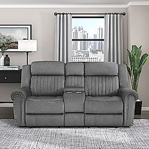 Lexicon Dakota Power Double Reclining Loveseat, Charcoal