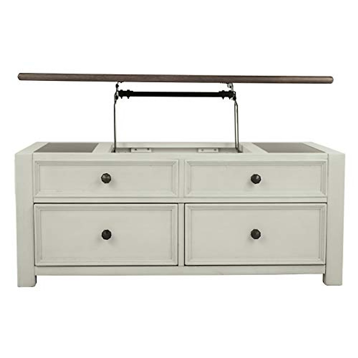 Signature Design by Ashley Bolanburg Farmhouse Lift Top Coffee Table with Drawers, Antique Cream & Brown