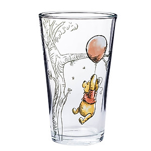 Silver Buffalo Disney's Winnie the Pooh Painted Scenes 4pc Pint Glass Set, 16 Ounces