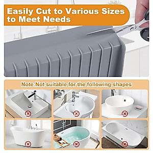 4"X20" Silicone Sink Kitchen Edge Protector, Upgrade Splash Guard Kitchen Sink Accessories, Bathtub Sink Guard Stainless Steel Sink Protectors For Granite, Quartz Countertop (Gray)