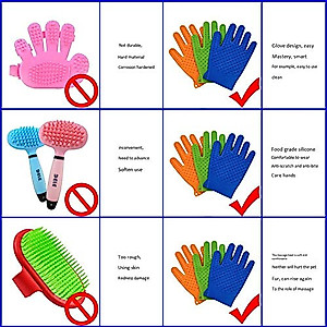 ZJ Double Sided Pet Grooming Glove - Gentle Deshedding Brush Glove - Efficient Pet Hair Remover Mitt,Perfect for Dog & Cat with Long & Short Fur