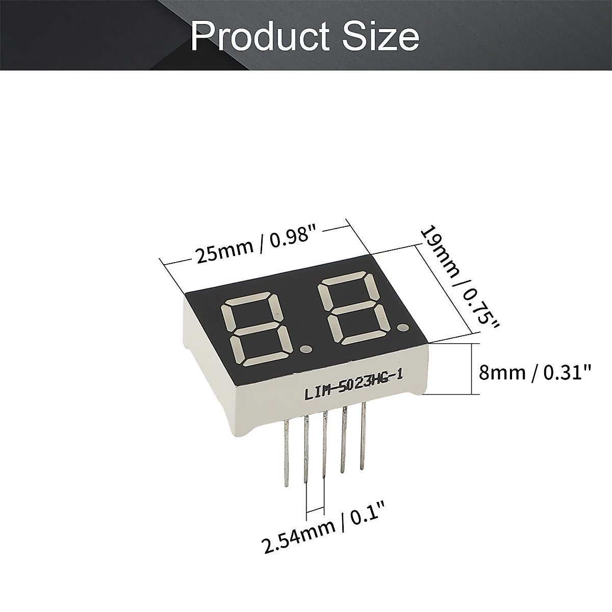 Othmro 5pcs Common Cathode LED Display Digital Tube 2 Bit 7 Segment Black 10Pin with a Good Uniform Light Output