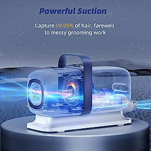 buenkee Dog Grooming Kit with Pet Grooming Vacuum, Dog Clipper, Pet Grooming Shedding Brush, Cleaning Tool in 1, Low Noise Dog Vacuum for Dogs Cats