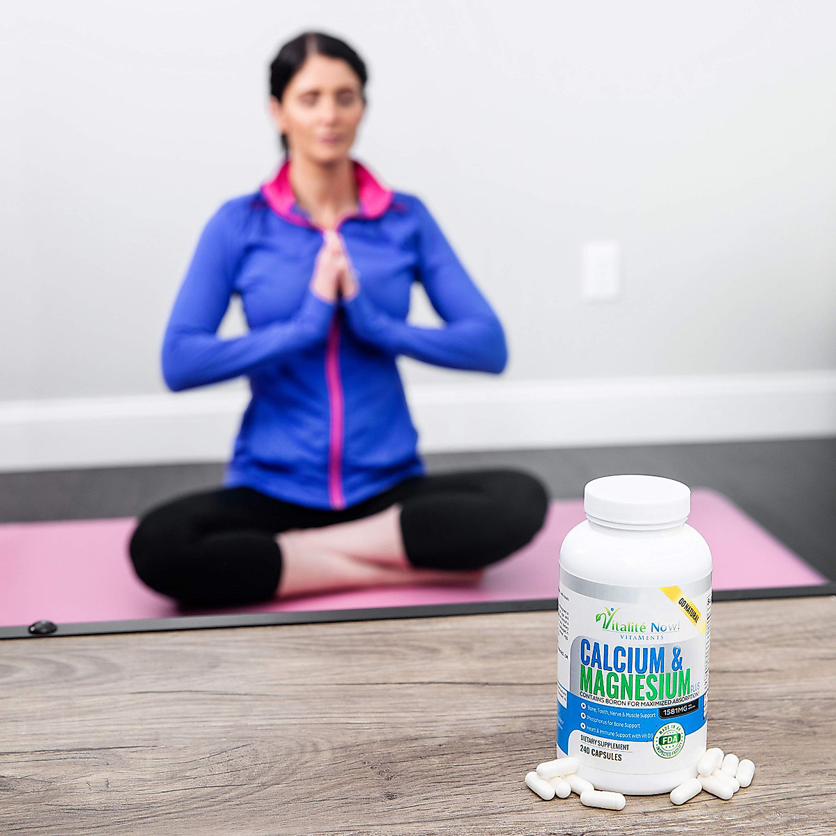 Best Calcium & Magnesium + Vitamin D3 400 IU - Highly Absorbable with Boron - 10 Forms of Calcium + Phosphorus for Bone Strength - All Natural - 240 Capsules - 2 Month Supply!