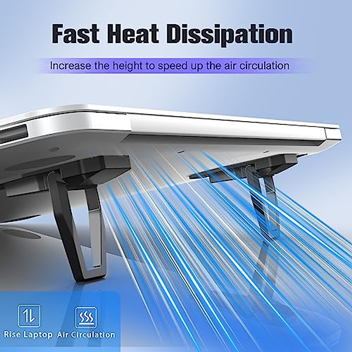 PONICOR Zinc Alloy Computer Keyboard Stand for Desk, Foldable Keyboard Riser with 2 Angle Adjustable, Self-Adhesive Invisible Laptop Stand for Desk, Mini Portable Keyboard Lift (2pcs, Black)