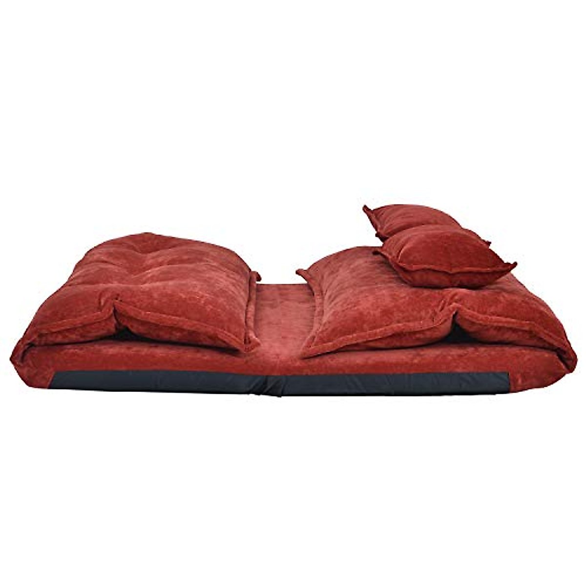 SYING88 Lazy Floor Sofa Adjustable Folding Futon Sofa Video Gaming Sofa with Two Pillows，Sleeper Bed Couch for Adults，for Bedroom Living Room Reading Gaming Small Spaces Apartment (Red)