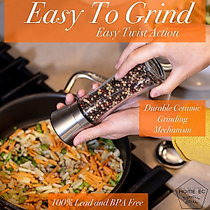 Bundle Home EC Carbon Steel Wok pan for Electric, Induction and Gas Stove and Home EC Stainless Steel Salt and Pepper Grinder Set