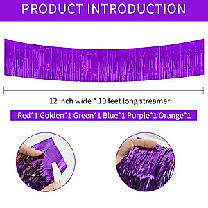 BEISHIDA 6 Packs Colourful Metallic Foil Fringe Colourful Wall Hanging Tinsel Fringe Banners for Car Floats Bridal Shower Wedding Birthday Easter Graduation Holiday Party Decoration(60 Feet)
