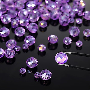 WILLBOND 600 Pcs Crystal Glass Beads for Jewelry Making Bulk Faceted Gemstone Rondelle Loose Beads for Bracelet DIY Crafts 8 mm, 6 mm, 4 mm(Purple)
