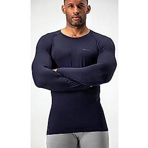 DEVOPS 2 Pack Men's Thermal Long Sleeve Compression Shirts (Medium, Black/Navy)