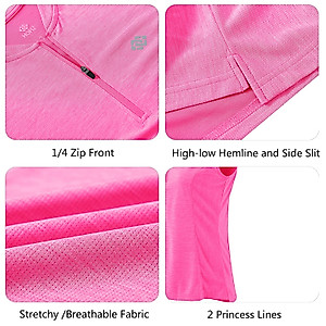 JINSHI Tennis Shirts for Women with Zipper Quick Dry Tennis Tops for Women Athletic Shirts Summer Sports Athletic Tops Red XX-Large