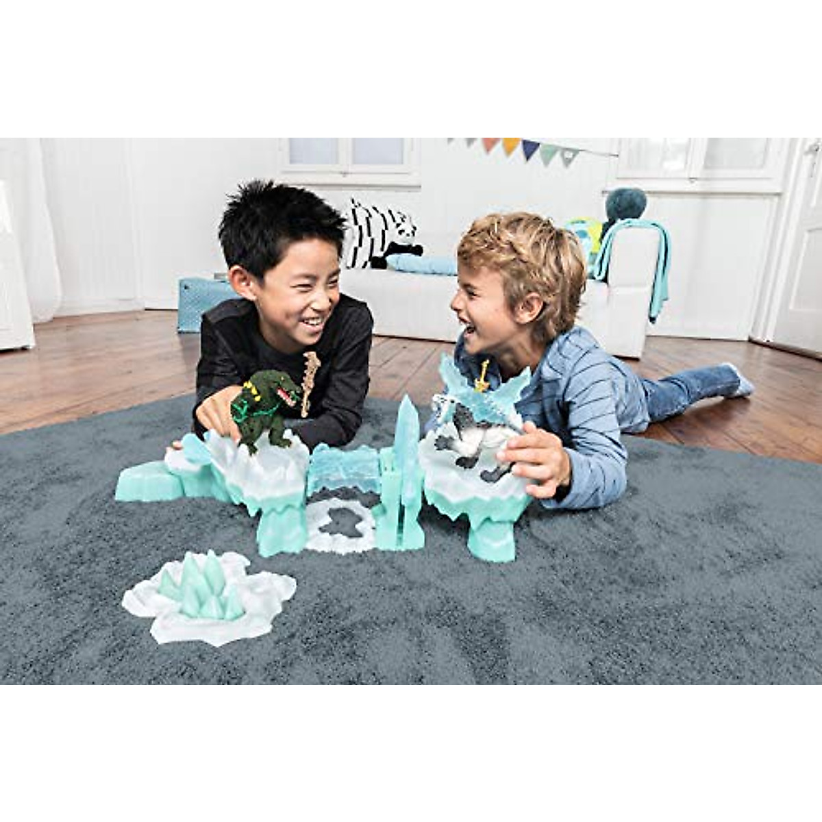 Schleich Eldrador Creatures, Mythical Creatures Toys for Kids, Attack on Ice Fortress Set with Ice Monster and Jungle Monster Action Figures, Ages 7+