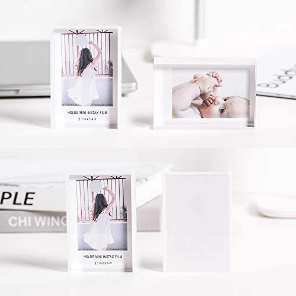 Phattopa Instax Mini Acrylic Picture Frames 2x3, Cute Polaroid Picture Frame, Desktop & Tabletop Picture Frames Set, Mini Instant Photo Frames for Fujifilm & Polaroid Film (3 Pack)