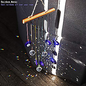 Hanging Crystals Suncatcher Ornament Turkish Blue Evil Eye Decor Crystal Ball Prisms Rainbow Maker Pendant for Window Garden