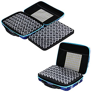 VTYHYJ 120 Bottles Diamond Art Storage Bag Organizer with Tools Diamond Painting Accsessories Carrying Case for Dots, Tools, Rhinestones, Nail Art, for Storage and Travel (Dark Blue)