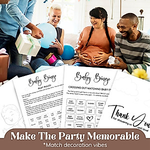 WOODAMORE Baby Shower Bingo Game for Girl - Baby Bingo for Baby Shower Boy, Bingo Baby Shower Game Gender Neutral for 50 Guest, Fun Baby Shower Activities