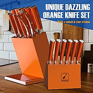 Knife Set, imarku 16-Pieces Kitchen Knife Set, Premium Japanese High Carbon Stainless Steel Knife Sets for Kitchen with Removable Block, Ergonomic Pakkawood Handles