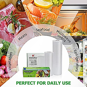 Vacuum Sealer Rolls Bag, 6 Pack 8"x16.5' and 11"x16.5' Food vacuum Save Bag Rolls with Cutter Box,100 feet Sous Vide Roll Bag,By KitchenBoss