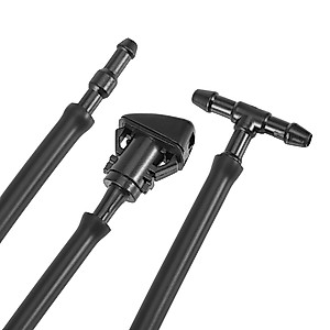 X AUTOHAUX 7pcs Front Windshield Washer Nozzles Kit for Dodge for Ram for Chrysler 2 Meters Windshield Washer Hose with Connectors Replaces 5113049AA