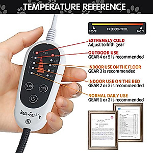 Rest-Eazzzy Pet Heating Pad Indoor, Dog Heating Pad Mat with Removable Cover, 5 Level Timer 5 Level Temperature, Electric Pet Warming Mat for Cat Dog Automatic Power-Off (Heat pad, paw-Black)