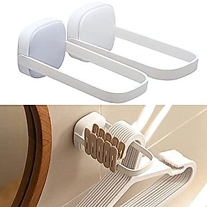 Pack of 2 Clothes Hanger Organizer Stacker Foldable Hanger Holder Rack Wall Mounted/Adhesive for Laundry Room Space Saving