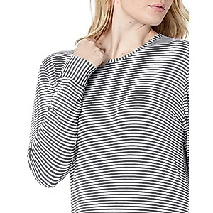 WonderWink Women's Striped Long Sleeve Tee, Pewter/White, Medium