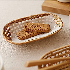 WSZJJ Rattan Bread Basket, Supermarket Fruit and Vegetable Display Basket, Snack Storage Box, Woven Basket, Fruit Basket (Size : 27cm)