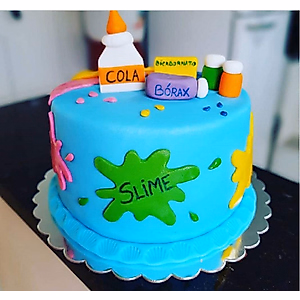 4 PCS Slime Cake Mold Slime Birthday Cake Decorations Slime Theme Party Supplies Slime Queen Cake Topper for Art Theme Party