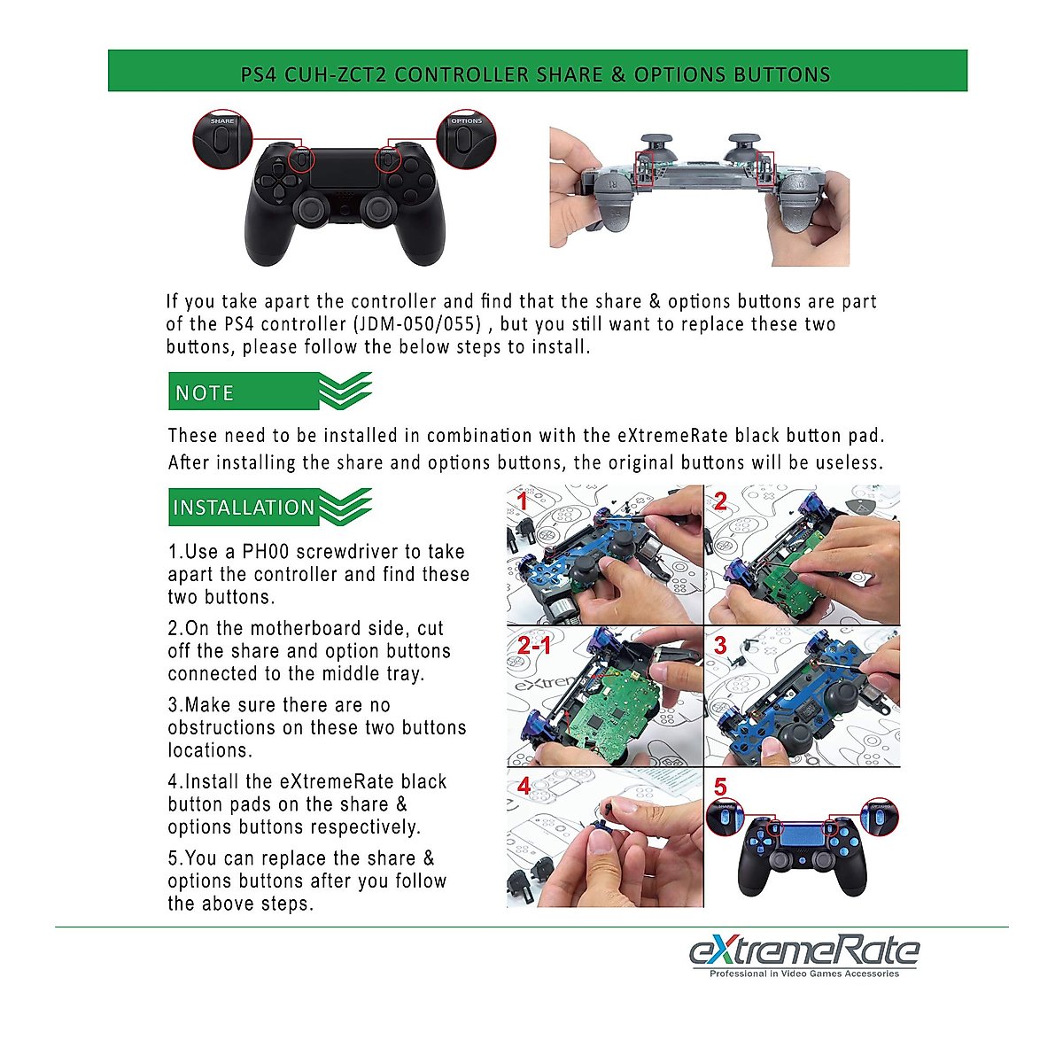 eXtremeRate Multi-Colors Luminated D-pad Thumbstick Trigger Home Face Buttons, Black Classical Symbols Buttons DTFS (DTF 2.0) LED Kit for PS4 Slim Pro Controller - Controller NOT Included