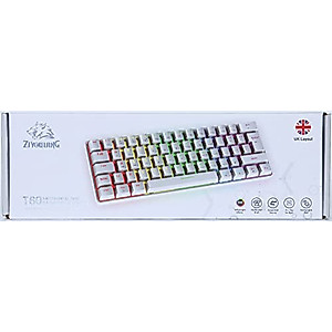 60% Compact Type c - Usb Wired Mechanical Keyboard UK, Blue Switch, RGB Backlit Rainbow LED, Anti-Ghosting, Media Keys, Laser carving, Ergonomic Aesthetic, for Computer PC Laptop PS4 XBOX - Black