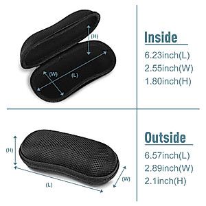 Fintie Sunglasses Case, Hard EVA Shell Shockproof Sport Glasses Case with Metal Carabiner Travel Zipper Eyeglasses Case (Black)