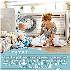 Set of 4 Reusable Wash Bags with Premium Zipper Lock by Nilu, Laundry Mesh Bags for Delicates, Lingerie, Clothes, Jeans, Socks, Blouse, Bra, Hosiery, Travel Organization Bag