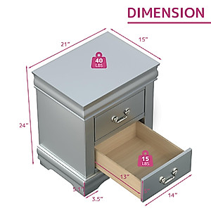 Acme Louis Philippe Nightstand in Platinum