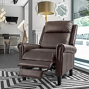 YITAHOME Leather Recliner Chair Set of 2, Push Back Recliner with Comfortable Arms and Back, Accent Chair Single Sofa Adjustable for Living Room, Home Theater Seating, Brown
