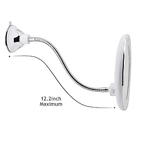 Glam hobby Led 10X Magnifying Makeup Mirror Lighted Vanity Bathroom Round Mirror with 360 Degree Swivel Rotation, Flexible Gooseneck, and Locking Suction