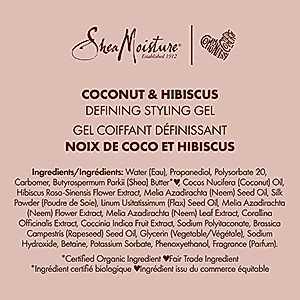 SheaMoisture Defining Styling Gel For Thick, Curly Hair Coconut and Hibiscus Paraben-Free Frizz Control Styling Gel 15 oz