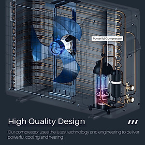 DELLA Motto Series 12000 BTU Wifi Enabled Mini Split Air Conditioner & Heater Ductless Inverter System, 17 SEER, 9 HSPF 208-230V Energy Efficient Unit with 1 Ton Heat Pump, Cools Up to 550 Sq. Ft.