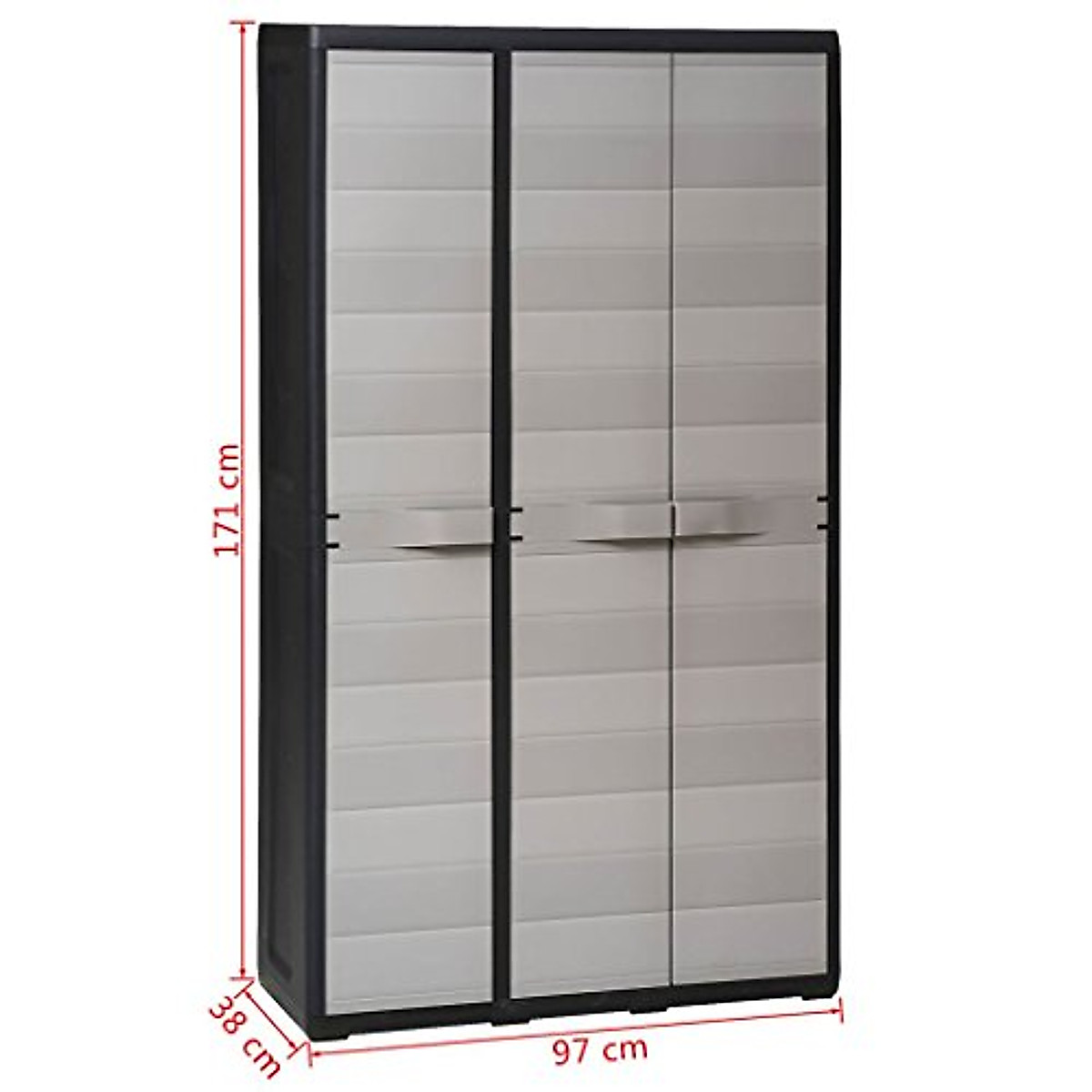 WooDlan Garden Storage Shed Outdoor Storage Cabinet Indoor Storage Utility Cabinet with 4 Shelves Black and Gray