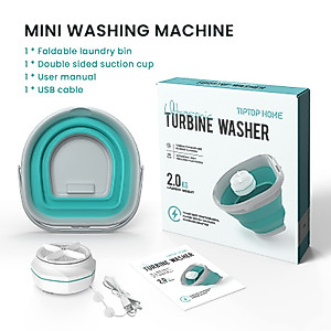 Portable Washing Machine, Mini Washing Machine with 10L Foldable Laundry Bucket,Portable Ultrasonic Turbo Washer by for Socks Underwear, Travel Business Trip or College Rooms