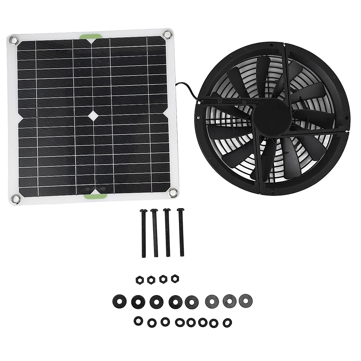 Ejoyous Solar Panel Fan Kit, 100W Waterproof Solar Powered Ventilation Fan Portable Round Exhaust Fan for Greenhouse, Pet Houses, Shed, Chicken Coops, Doghouse