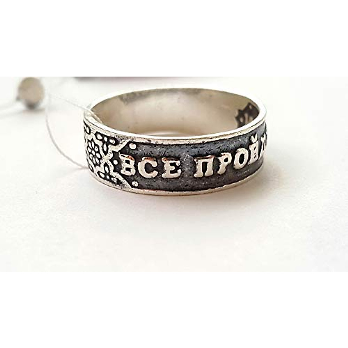 King Solomon's Sterling Silver Ring Russian 'Everything Passes. This Too Shall Pass. Все пройдет и это пройдет' 10301 (20 mm)