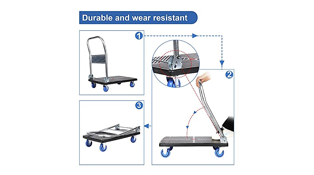 Versatile 800lb Push Cart Dolly - Foldable Hand Truck